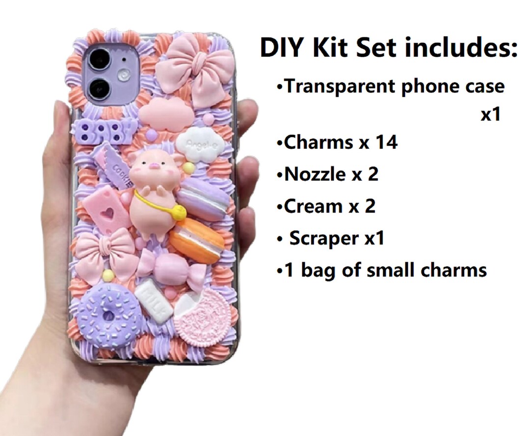 Decoden Phone Case DIY Kit Kawaii Pig Food Donut Cookies Macaroons ...