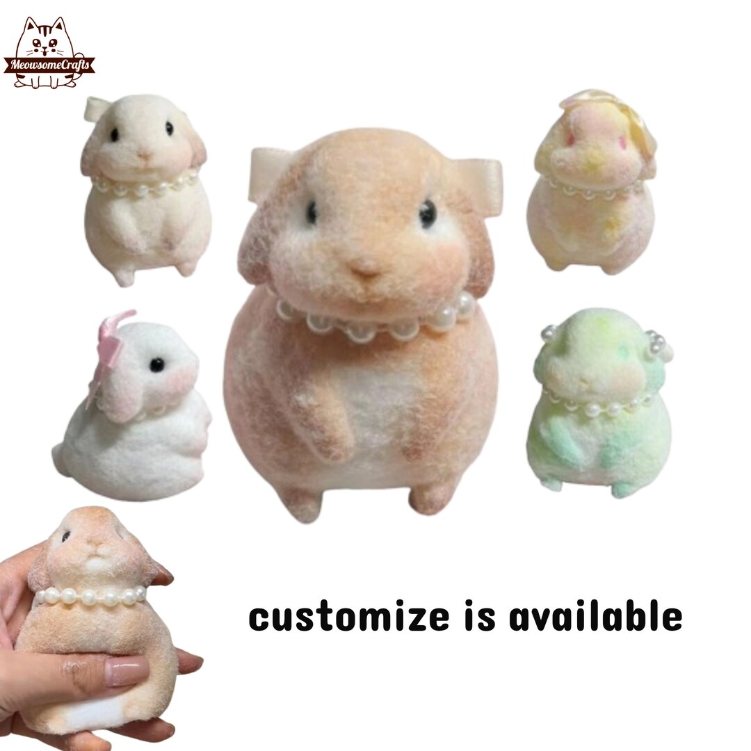 Furry Baby Rabbit Squishy Customizable Squeezable Stress Relief Sensory ...