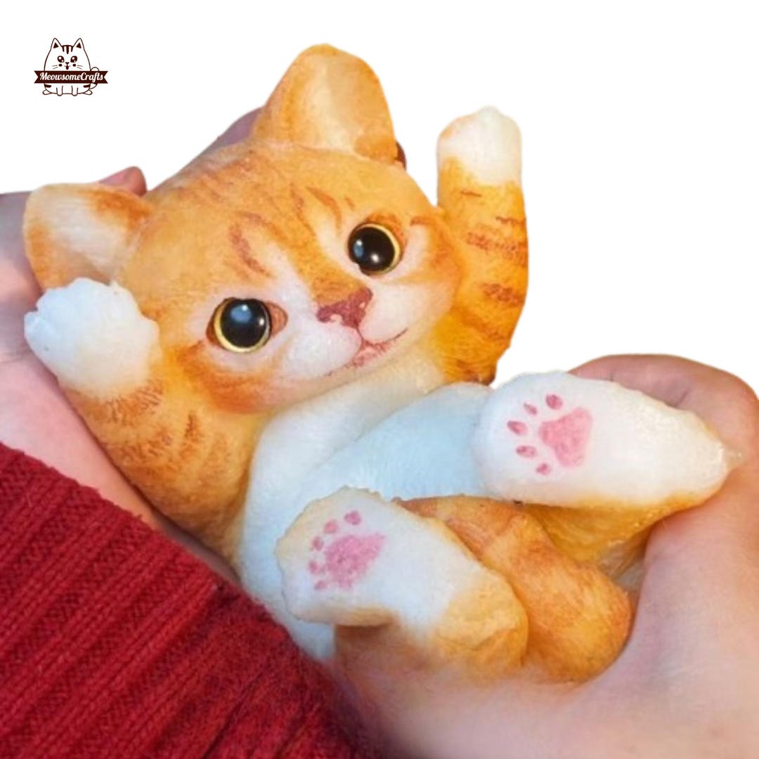 Big Taba Squishy Orange Kitten Cat Laying Squishy Squeezable Stress ...