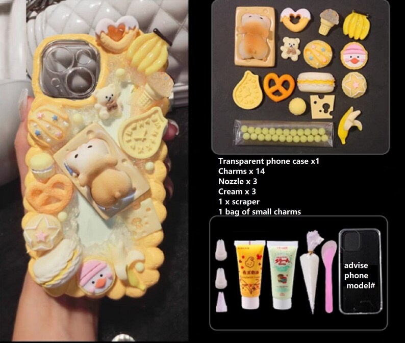 Decoden Phone Case DIY Kit Kawaii Mouse Food Eggs Crackers Cookies ...