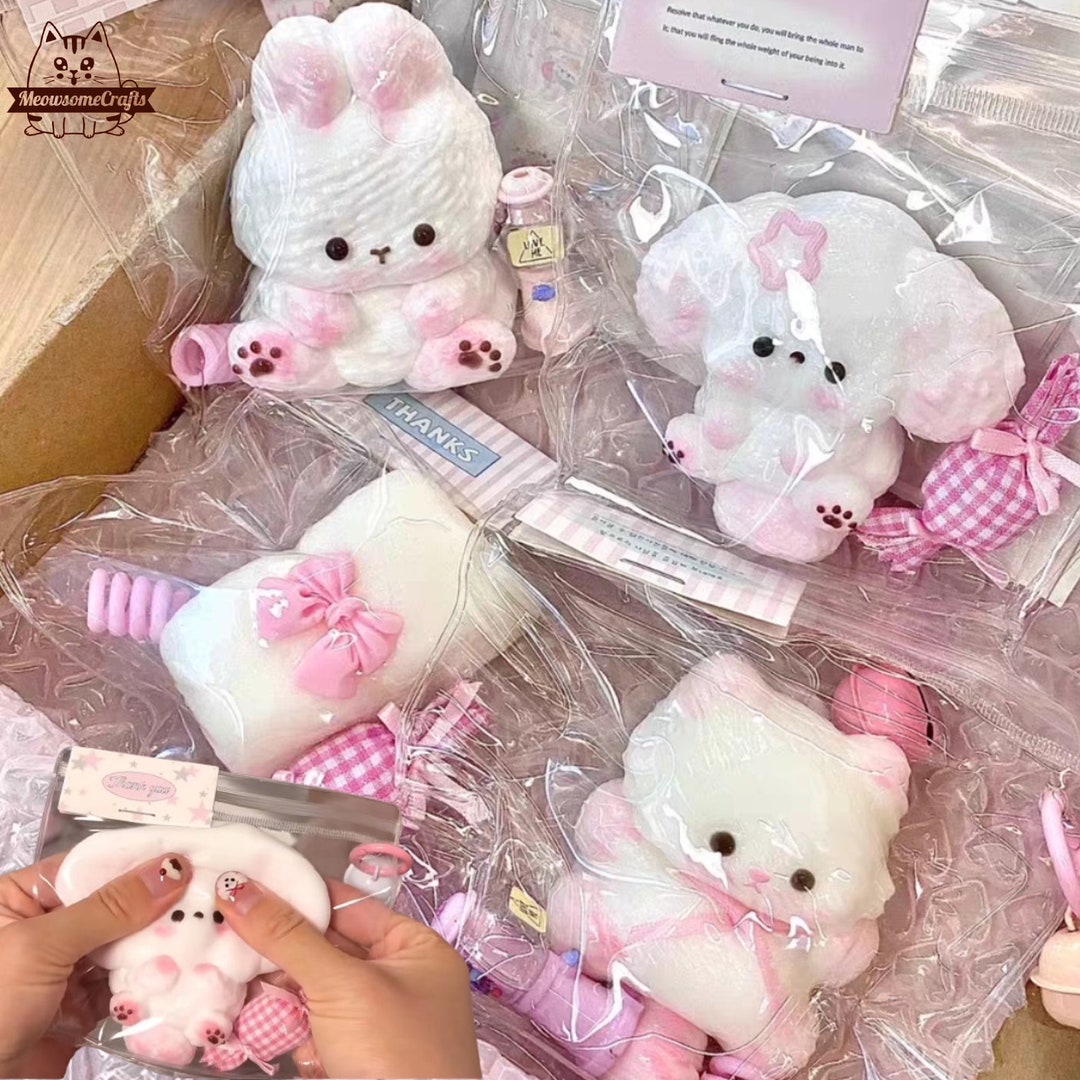 Furry Rabbit Kitten Puppy Set of 3 Squishy Squeezable Anxiety Stress ...