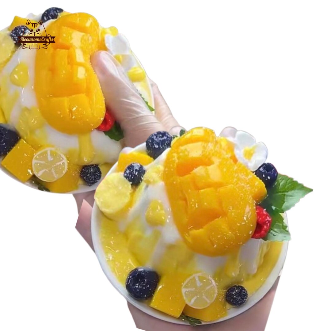 Kawaii Mango Pudding Dessert Food Squishy Squeezable Stress Relief ...