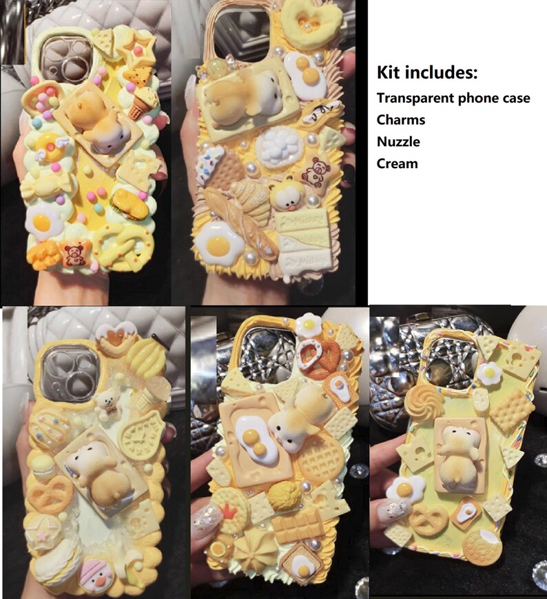 Decoden Phone Case DIY Kit Kawaii Mouse Food Eggs Crackers Cookies ...