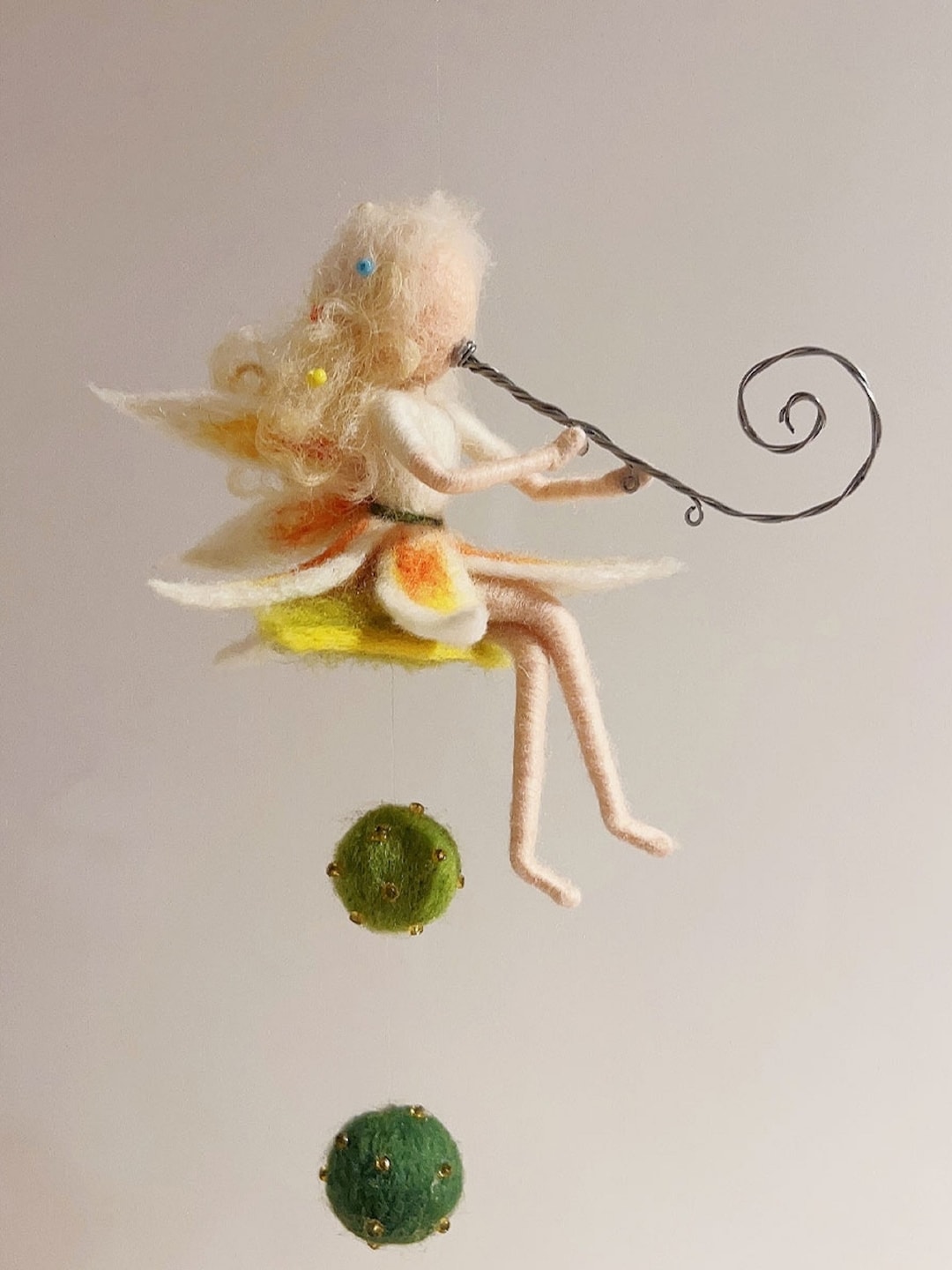Handmade Finished Flower Dress Fairy Musical Instrument Felted Fairy - Etsy