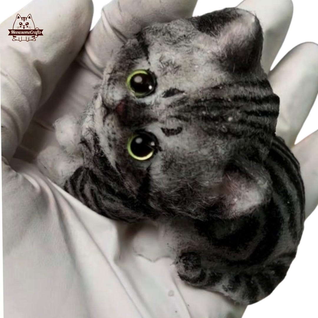 Handmade Soft Furry Black Striped Kitten Cat Squishy Squeezable Stress ...
