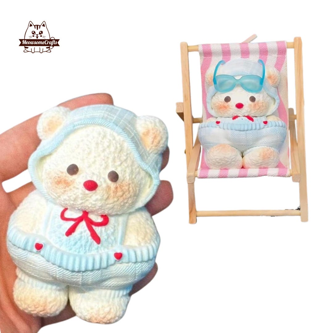 Kawaii Teddy Bear Beach Chair Furry Taba Squishy Squeezable Stress ...