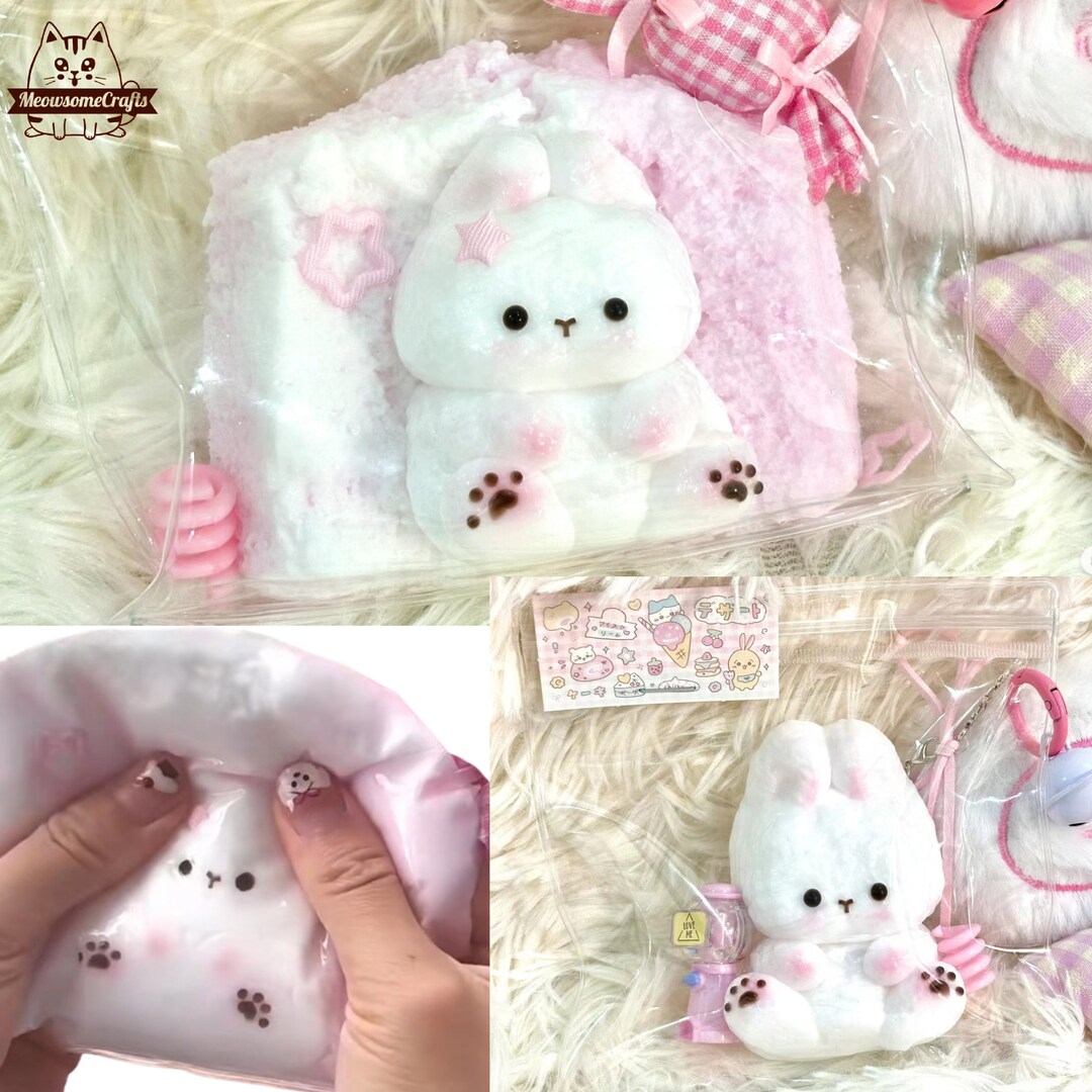 Furry Baby Rabbits Squishy Squeezable Anxiety Stress Relief Sensory ...
