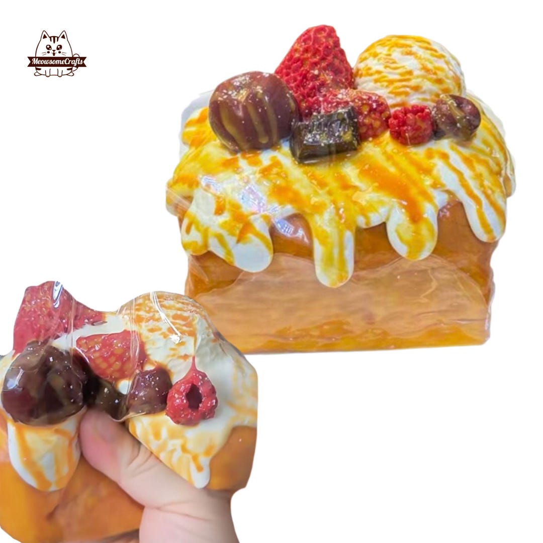 Ice Cream Raspberry Strawberry Cake Dessert Food Squishy Squeezable ...