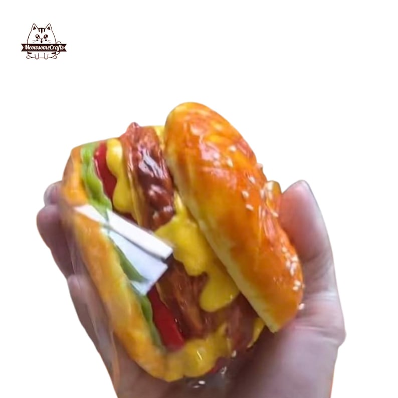 Realistic Cheese Burger Food Squishy Stress Relief Toy Collectible ...