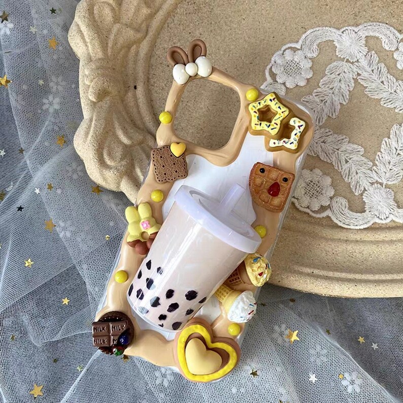 Decoden Phone Case DIY Kit | Bubble Tea Drink Cookies Biscuits Ice ...