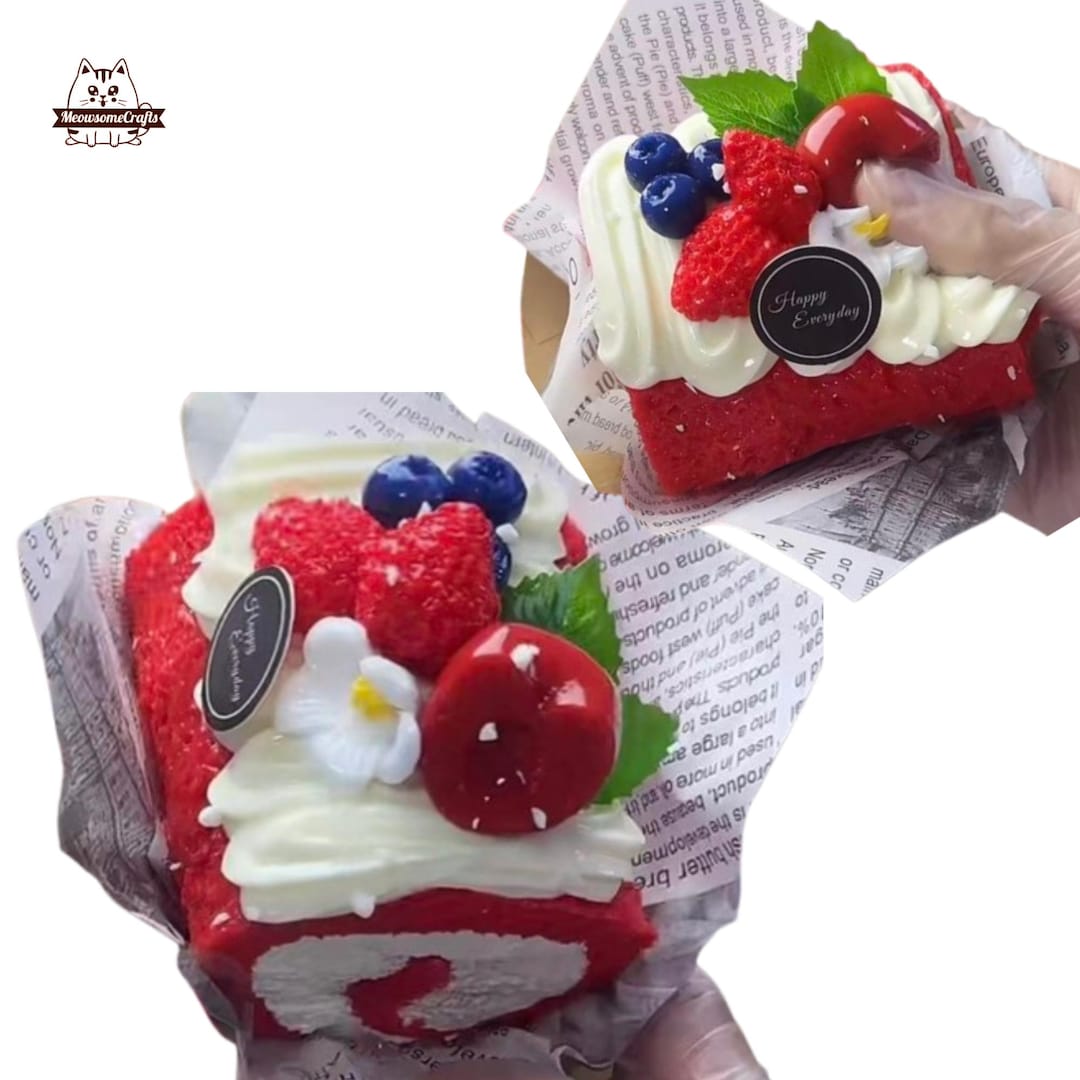 Soft Red Berry Cake Taba Squishy Slow Rising Stress Relief Fidget Toy ...
