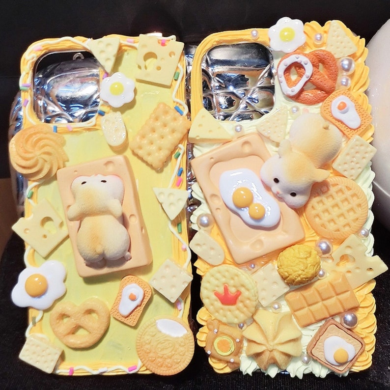 Decoden Phone Case DIY Kit Kawaii Mouse Food Eggs Crackers Cookies ...