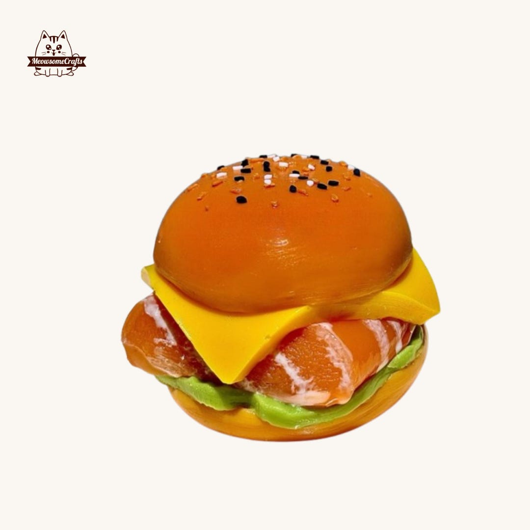 Handmade Sashimi Salmon Burger Food Squishy Squeezable Anxiety Stress ...