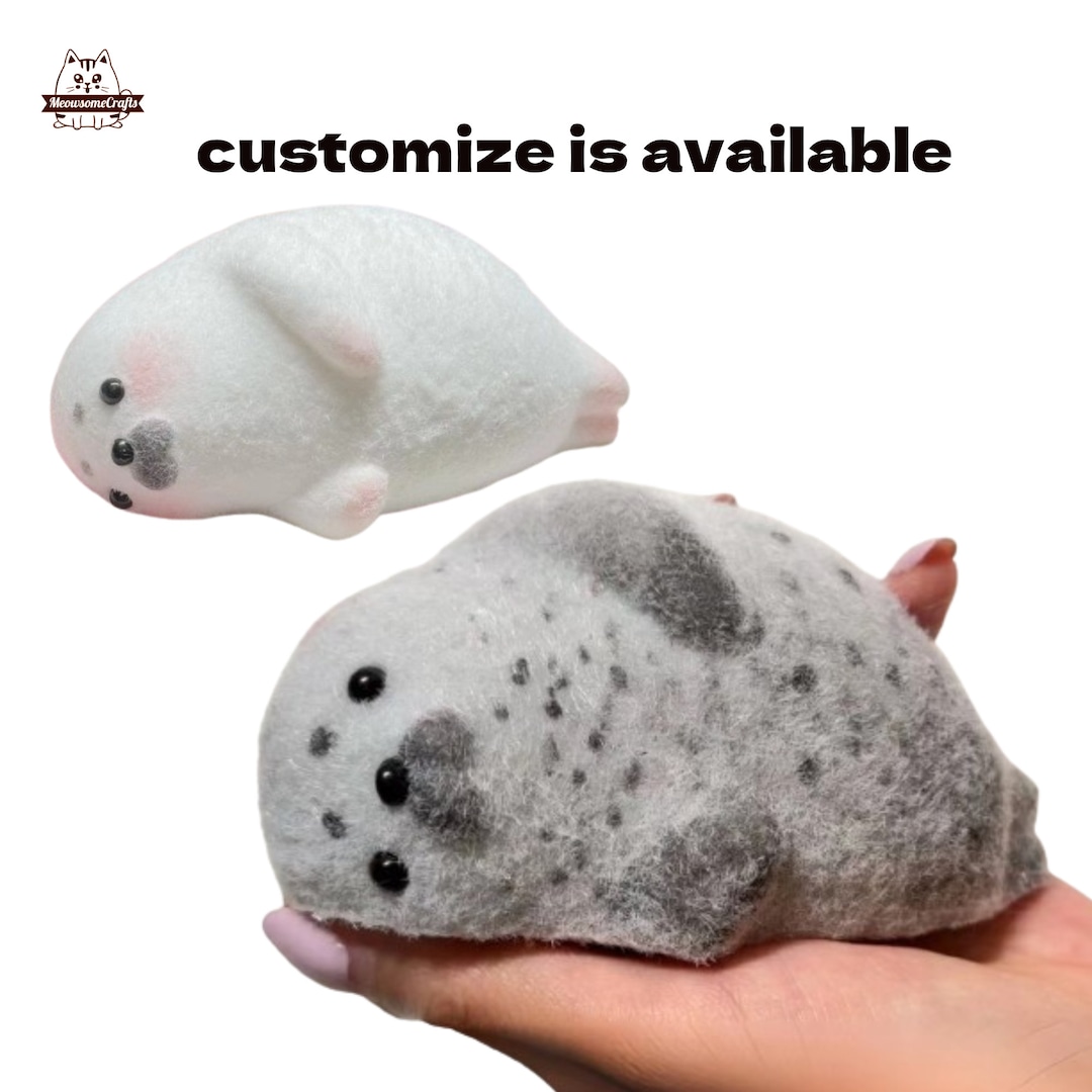 Furry Chubby Seal Squishy Squeezable Anxiety Stress Relief Sensory ...