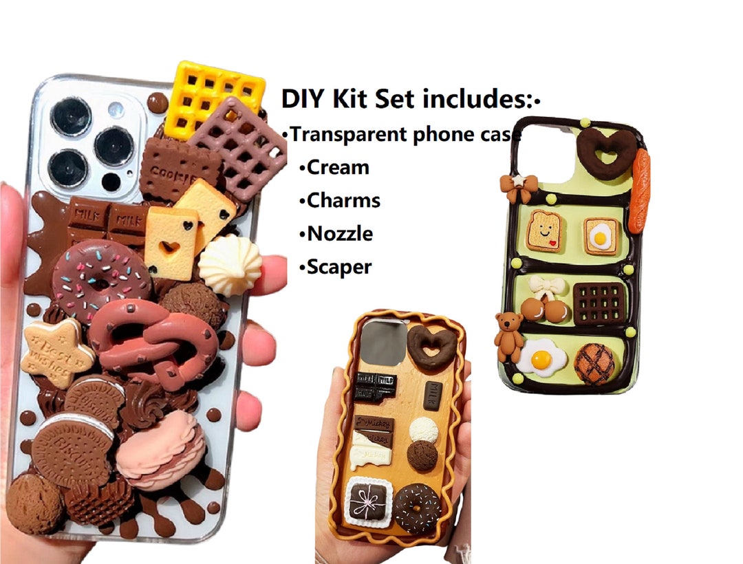 Decoden Phone Case DIY Kit Teddy Bears Cookies Macaroons Toast Eggs ...