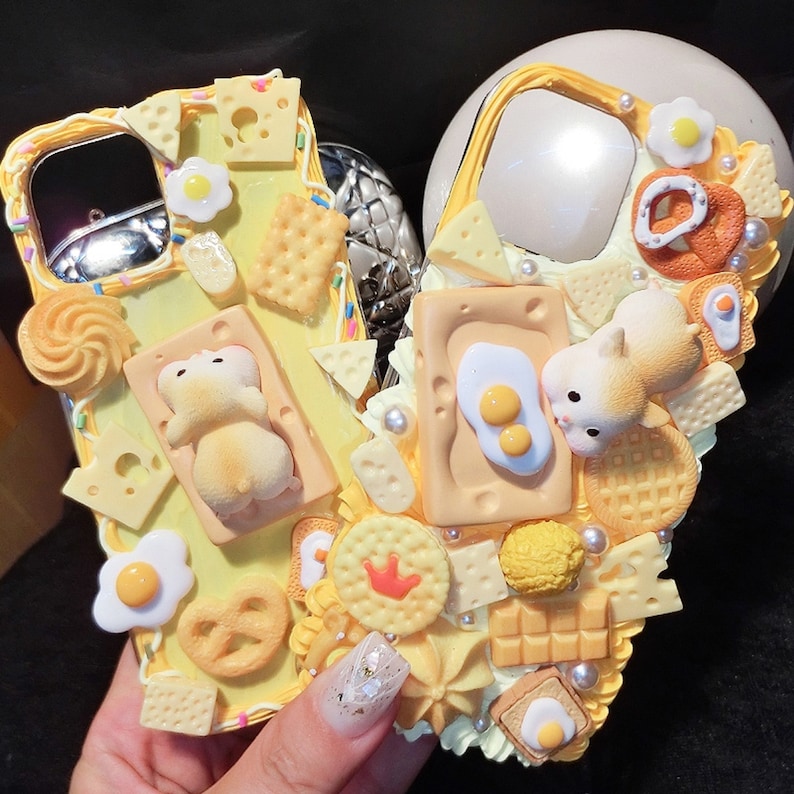 Decoden Phone Case DIY Kit Kawaii Mouse Food Eggs Crackers Cookies ...