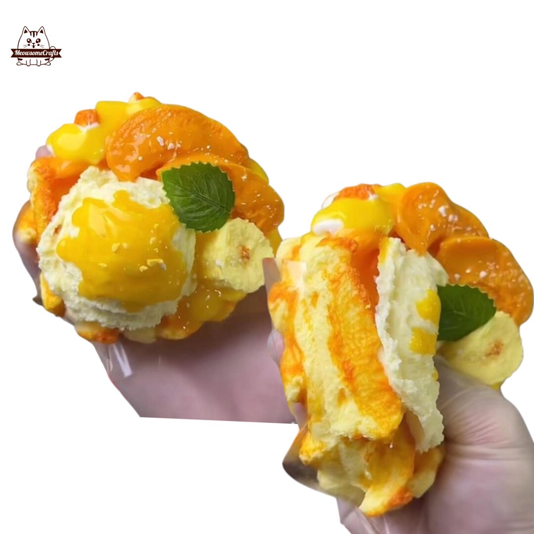 Realistic Mango Fruit Ice Cream Squishy Squeezable Stress Relief ...