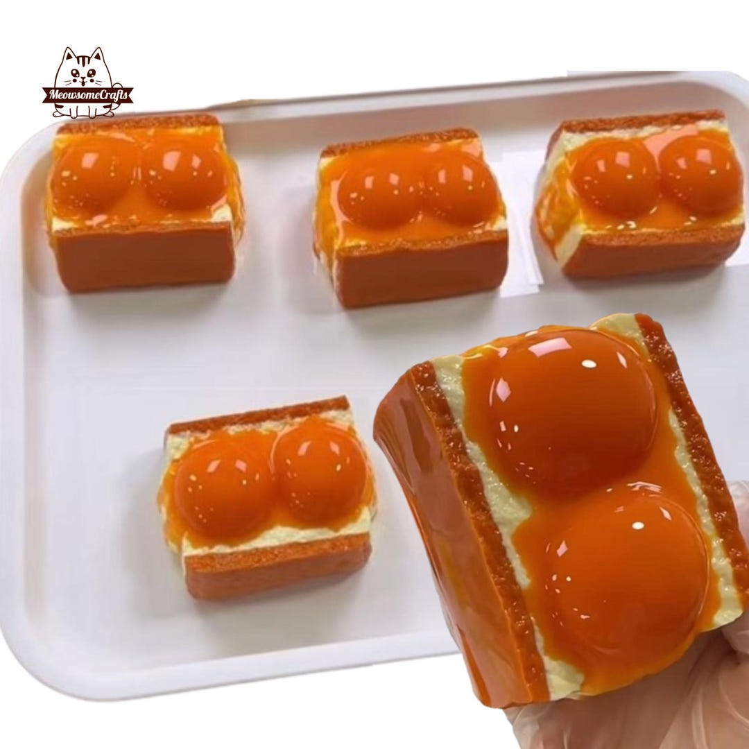 Realistic Egg Toast Squishy Jumbo Bread Stress Toy Slow Rising Relief ...