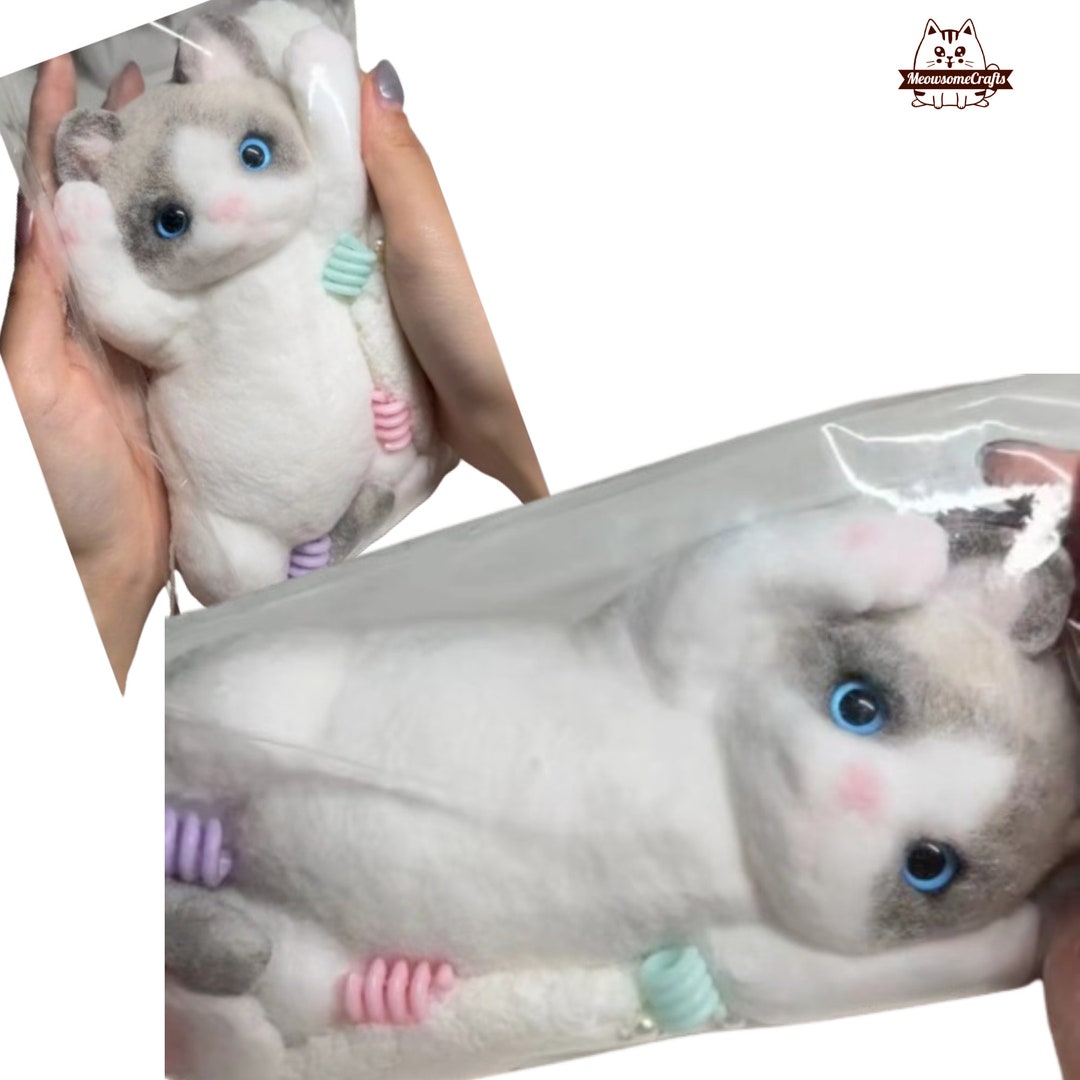 Furry Kitten Cat Laying Squishy Squeezable Stress Relief Sensory Fidget ...