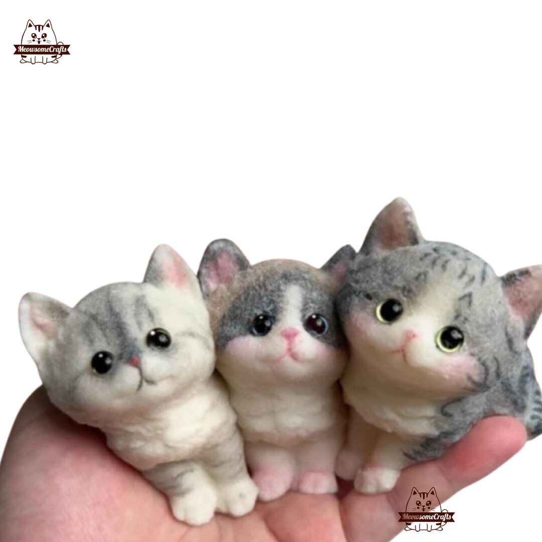 Soft Furry Calico Gray Stripe Kittens Cats Squishy Squeezable Stress ...