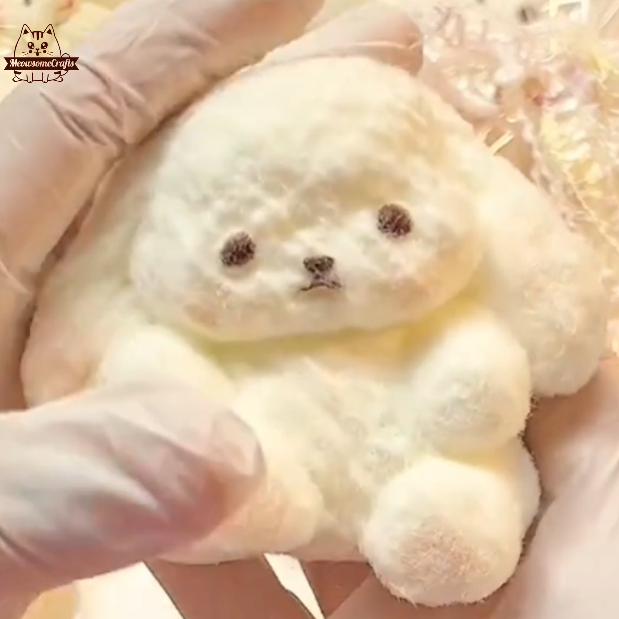 Furry White Baby Rabbit Squishy Squeezable Anxiety Stress Relief ...