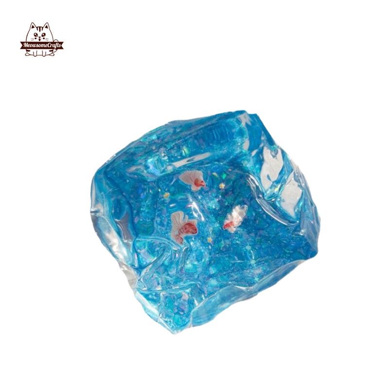 Blue Ocean Fish Cube Taba Squishy Keychain Squeezable Stress Relief ...