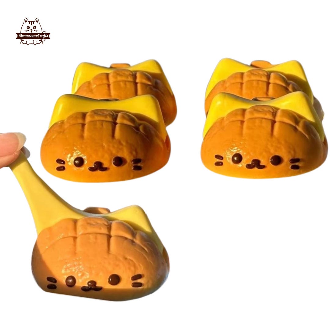 Soft Cat Face Cheese Squishy Squeezable Stress Relief Sensory Fidget ...