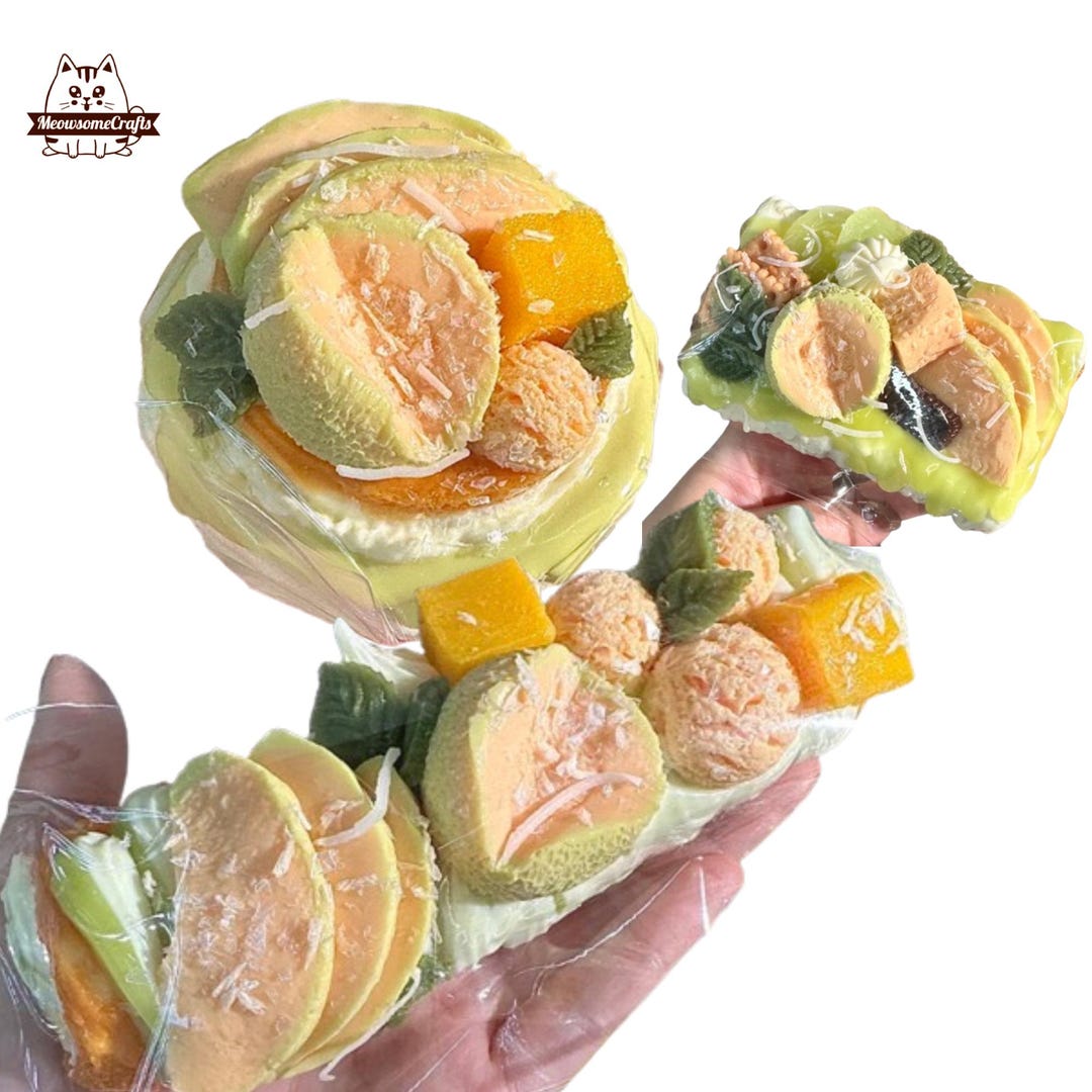 Soft Melon Fruit Cake Dessert Food Taba Squishy Squeezable Anxiety ...