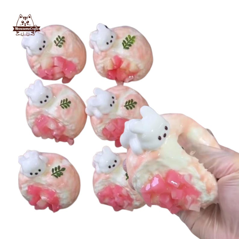Peach Cream Puff Dessert Food Squishy Stress Relief Toy Collectible ...