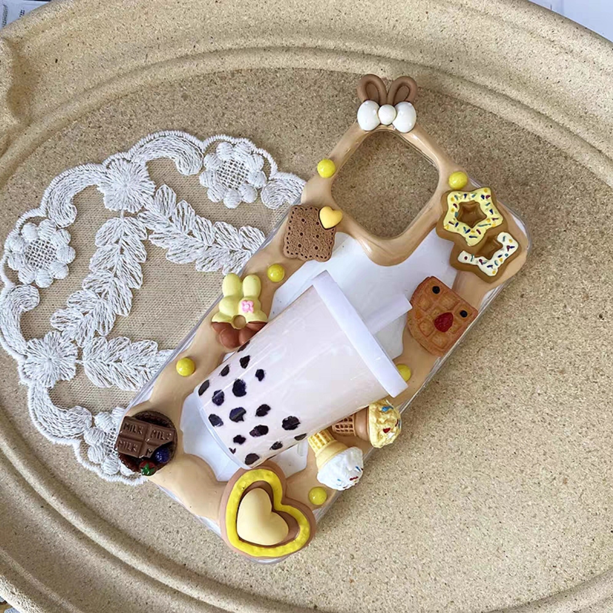 Decoden Phone Case DIY Kit Bubble Tea Drink Cookies Biscuits Ice Cream ...