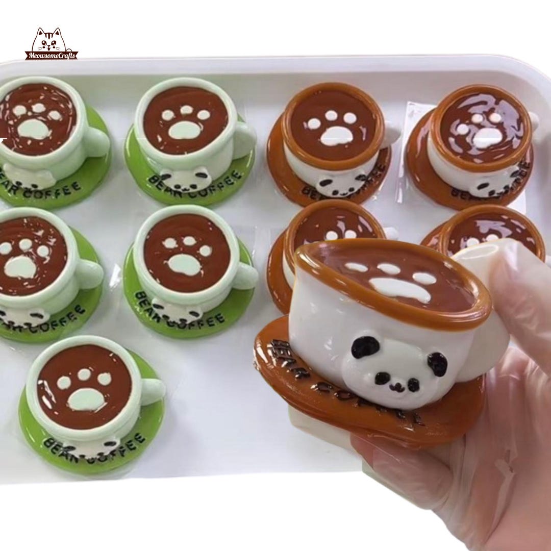 Kawaii Bear Coffee Cup Squishy Squeezable Stress Relief Sensory Fidget ...