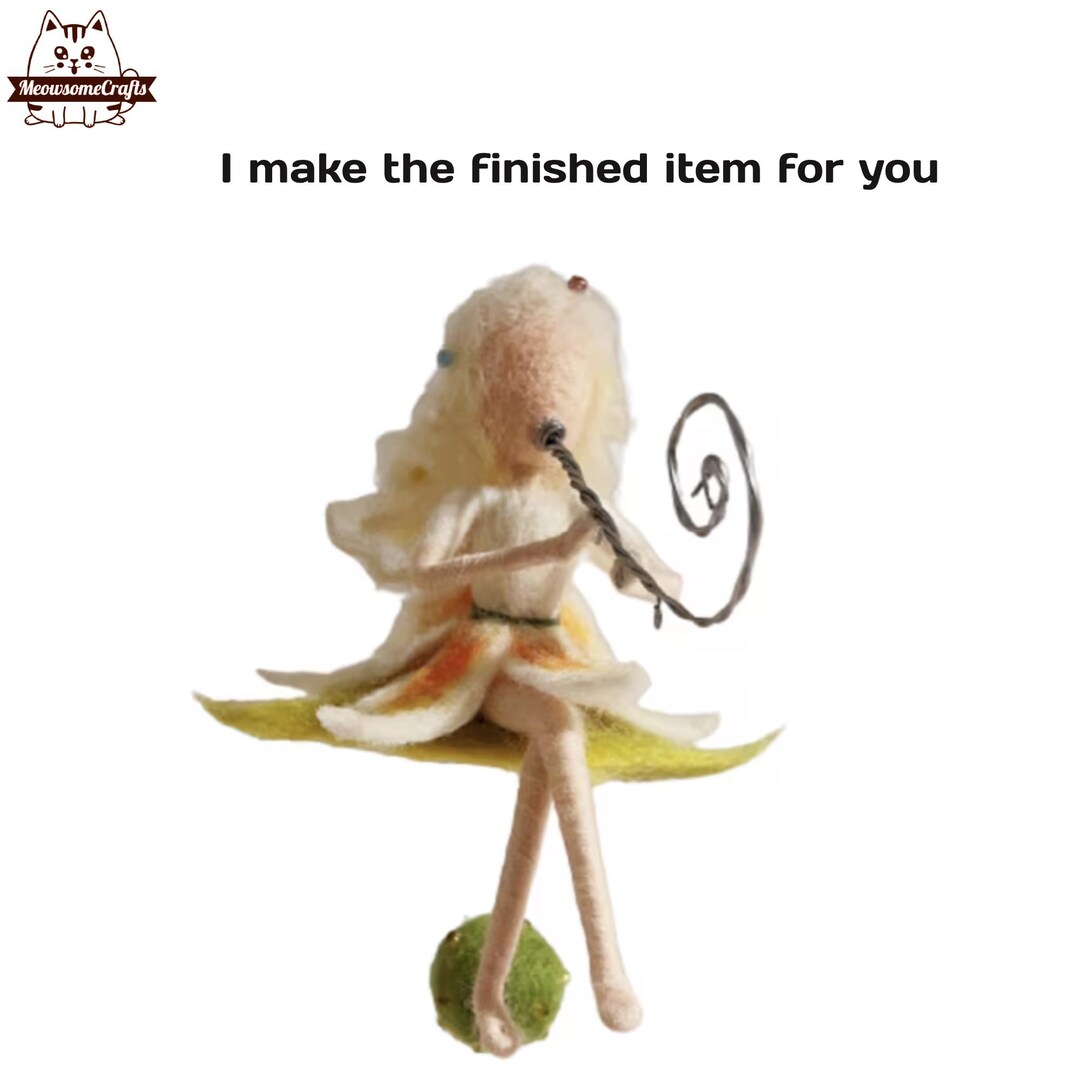 Handmade Finished | Flower Dress Fairy Musical Instrument | Felted ...