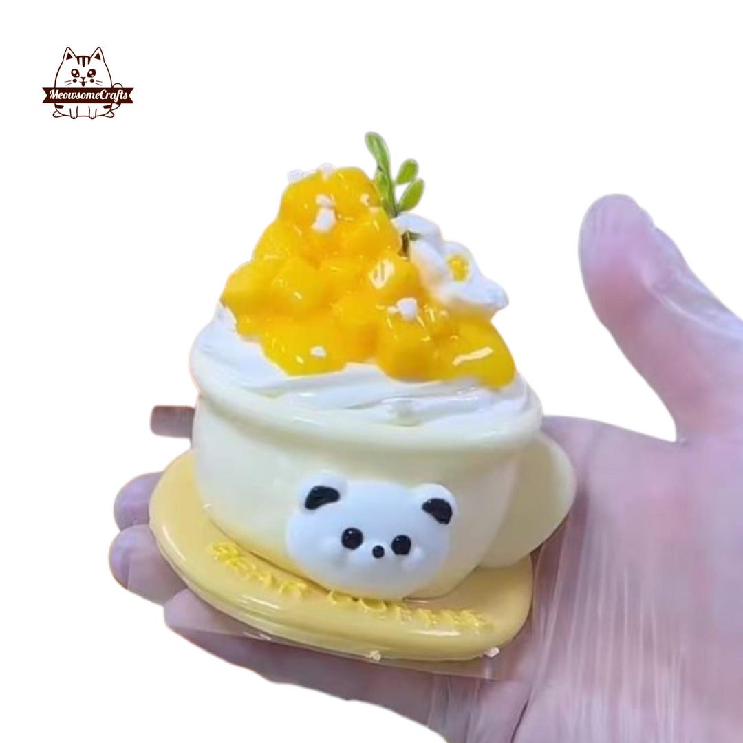 Mango Cream Bear Cup Squishy Squeezable Stress Relief Sensory Taba ...