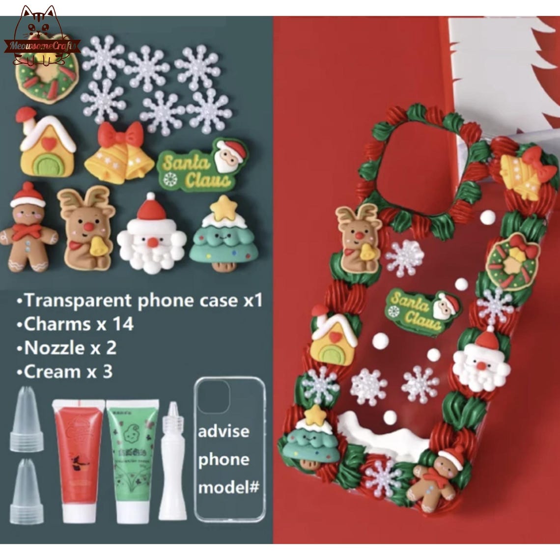 Decoden Phone Case DIY Kit Christmas Tree Santa Sleigh Reindeer ...