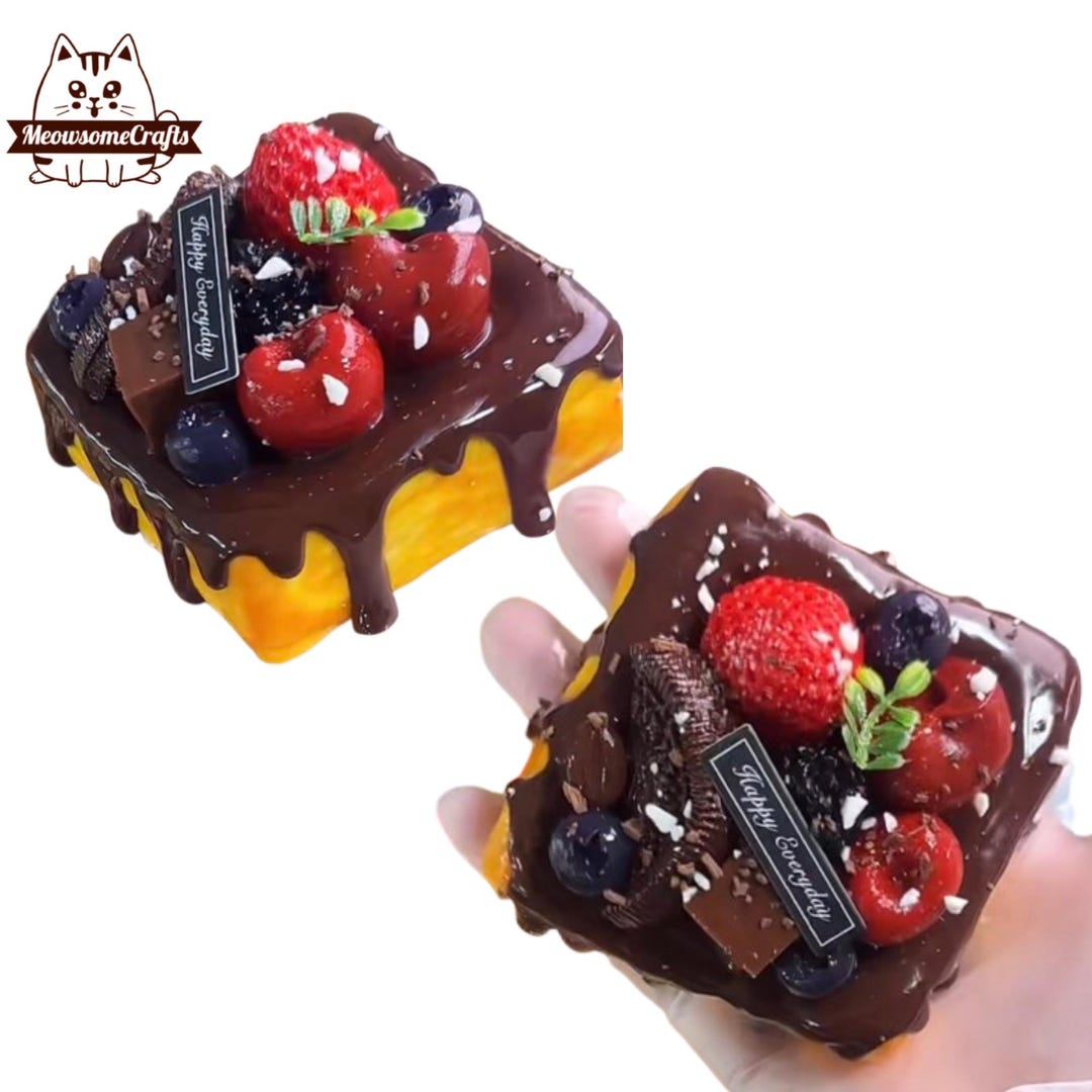 Realistic Cherry Strawberry Cake Taba Squishy Slow Rising Stress Relief ...