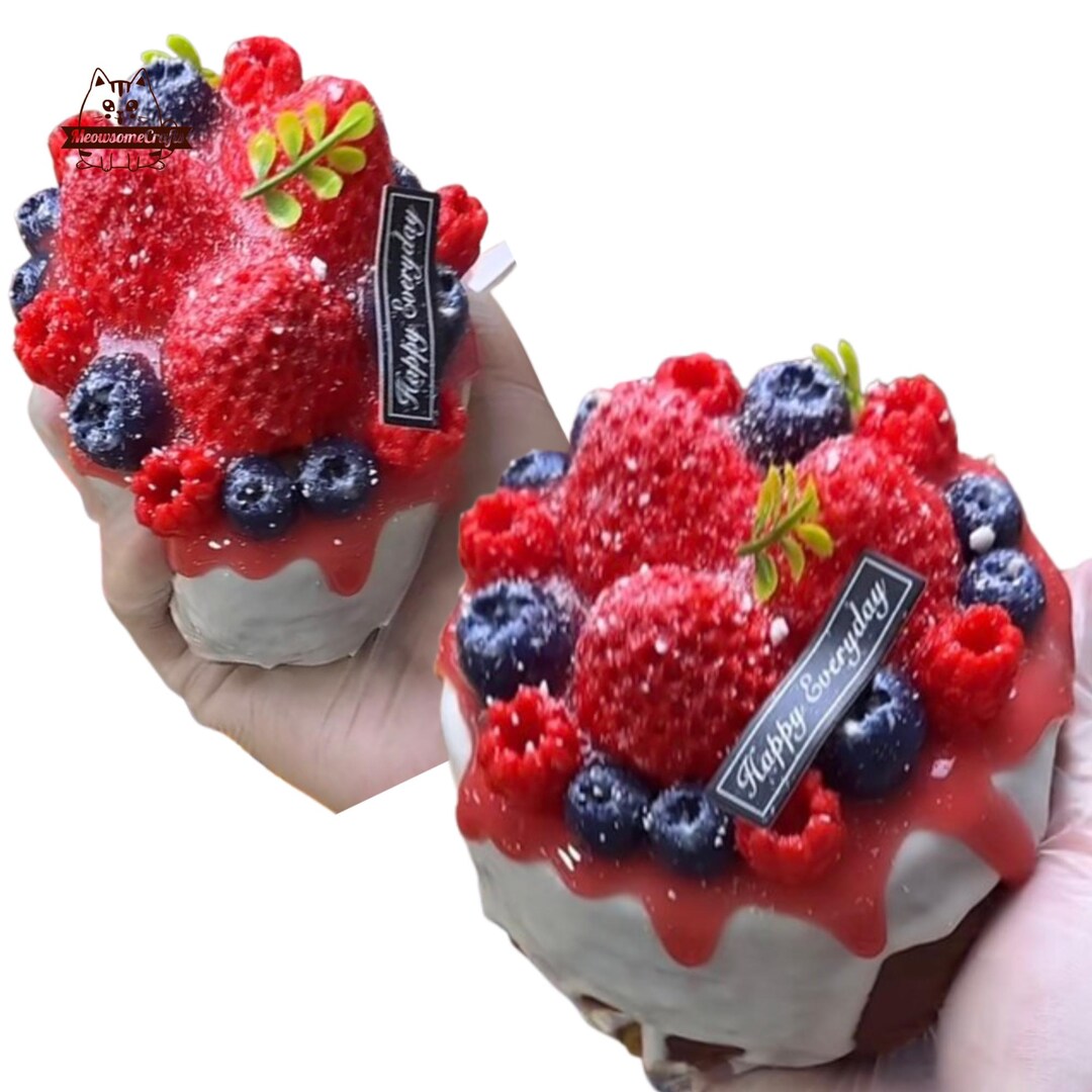 Realistic Berries Chocolate Cream Cake Taba Squishy Slow Rising Stress ...