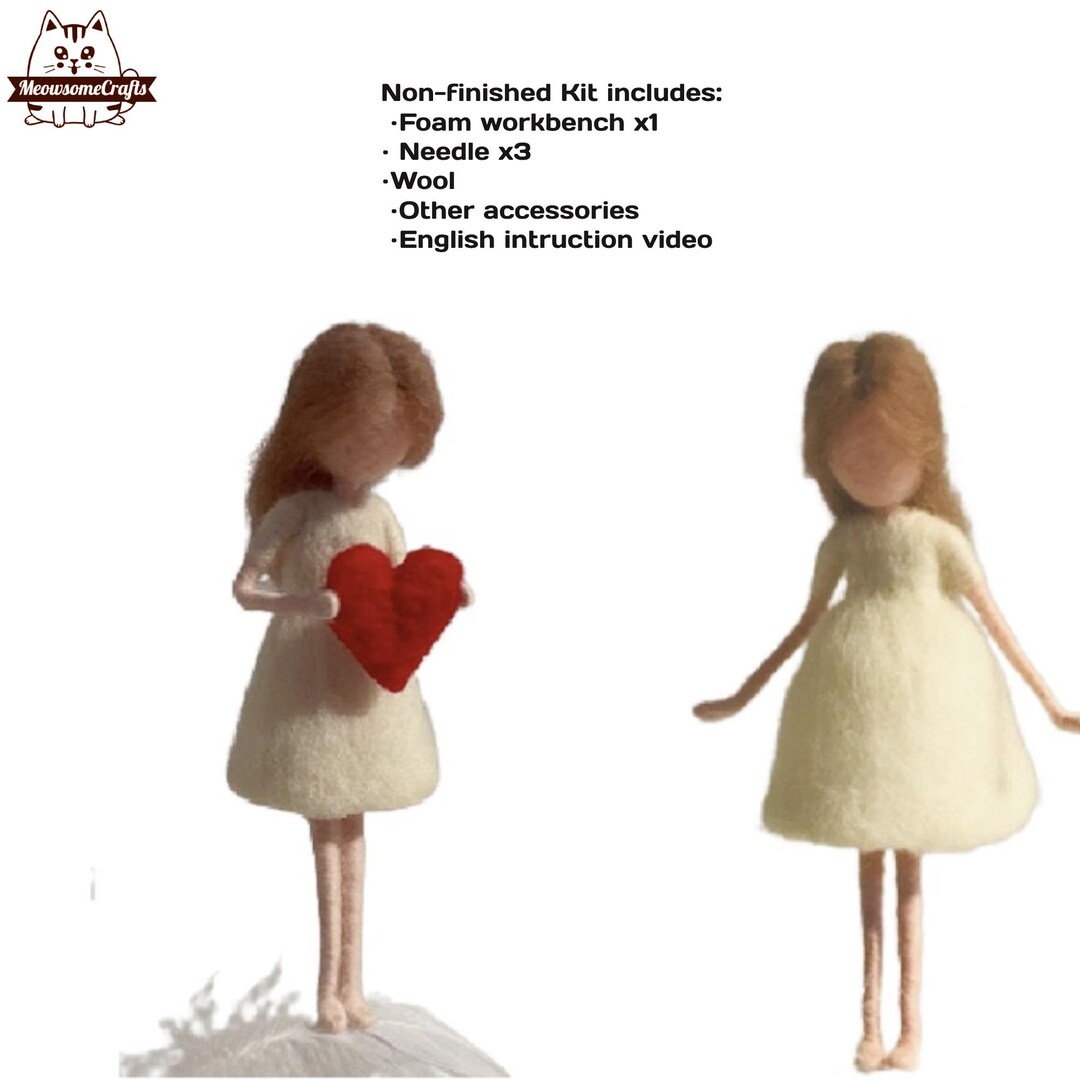 Needle Felt Kits | Little Girl on Feather Holding Heart | Beginner ...