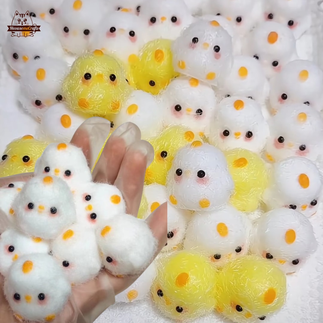 Baby Chicks Squishy Yellow White Squeezable Stress Relief Sensory ...