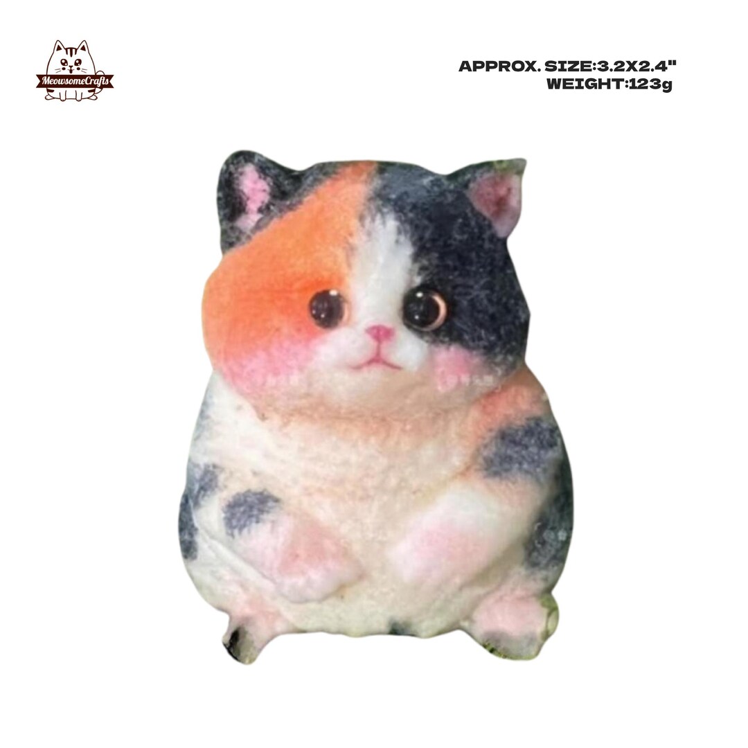 Soft Furry Chubby Calico Kitten Cat Squishy Squeezable Stress Relief ...
