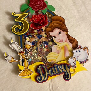 Belle Beauty and the Beast Cake Topper, Belle Party Decor - Etsy