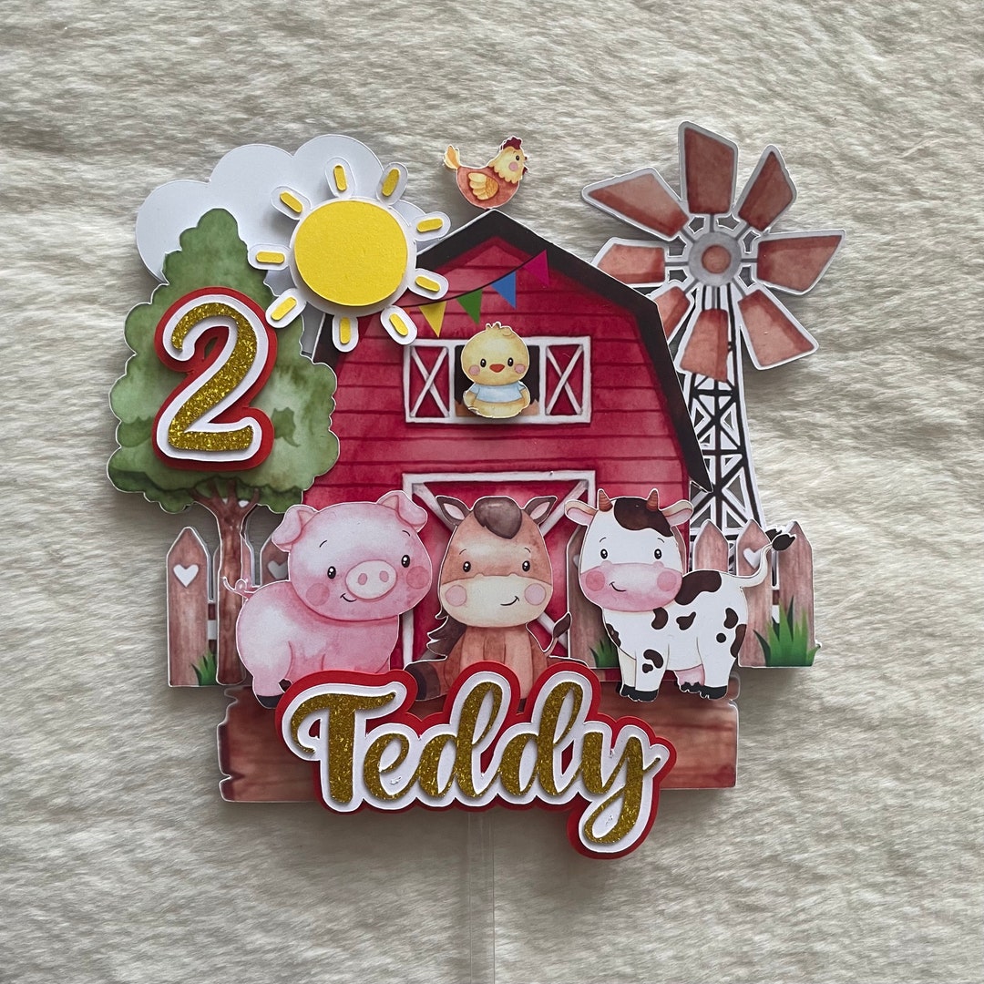 Farm Cake Topper, Farm Party Decor, Barnyard Cake - Etsy
