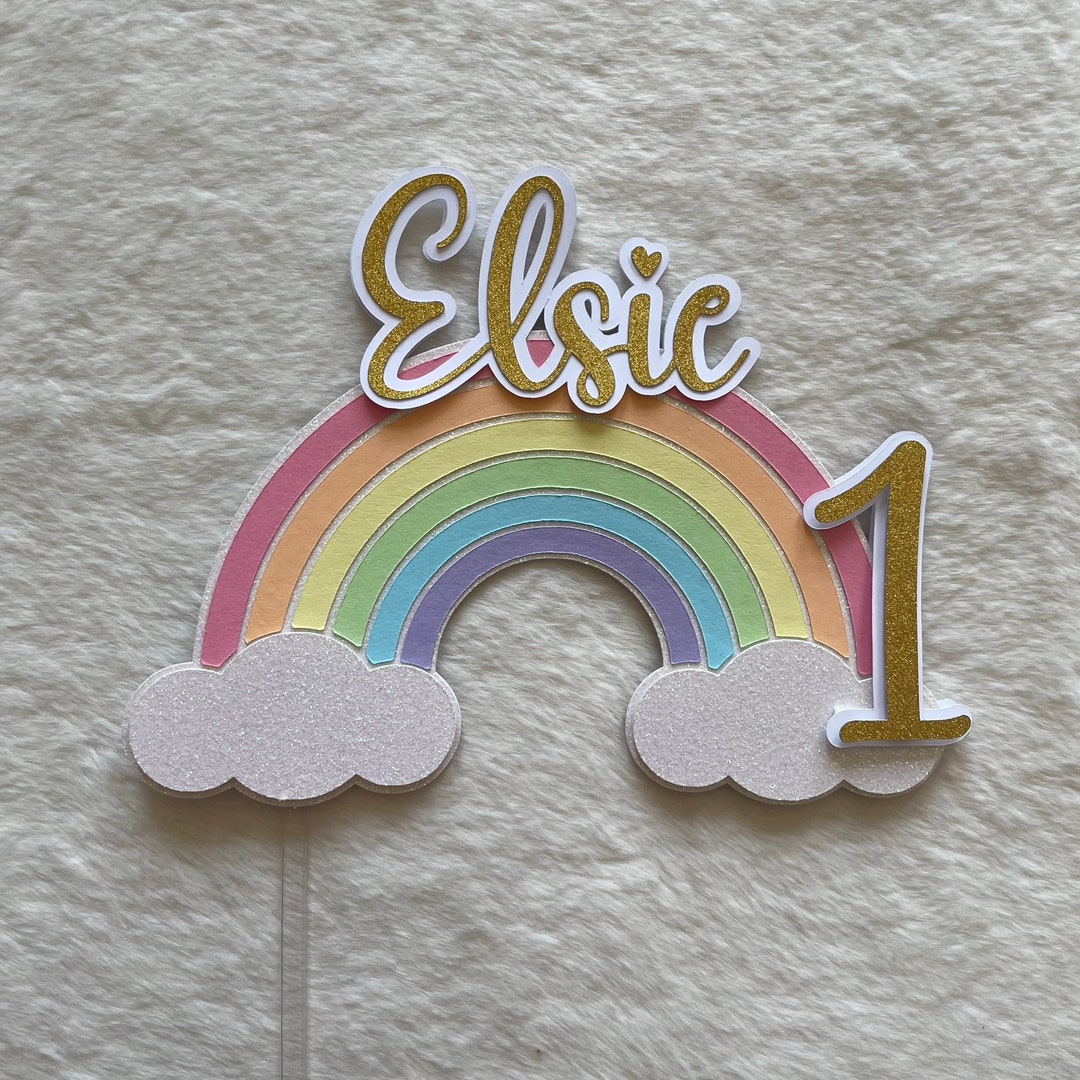 Rainbow Cake Topper, Rainbow Party Decor - Etsy
