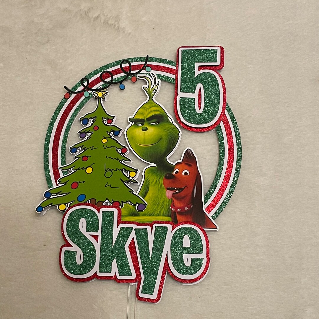 Grinch Cake Topper, Grinch Party Decor - Etsy