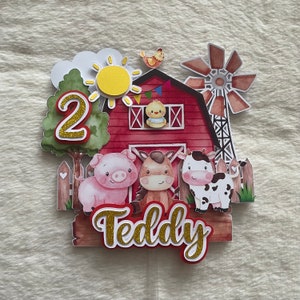 Farm Cake Topper, Farm Party Decor, Barnyard Cake - Etsy