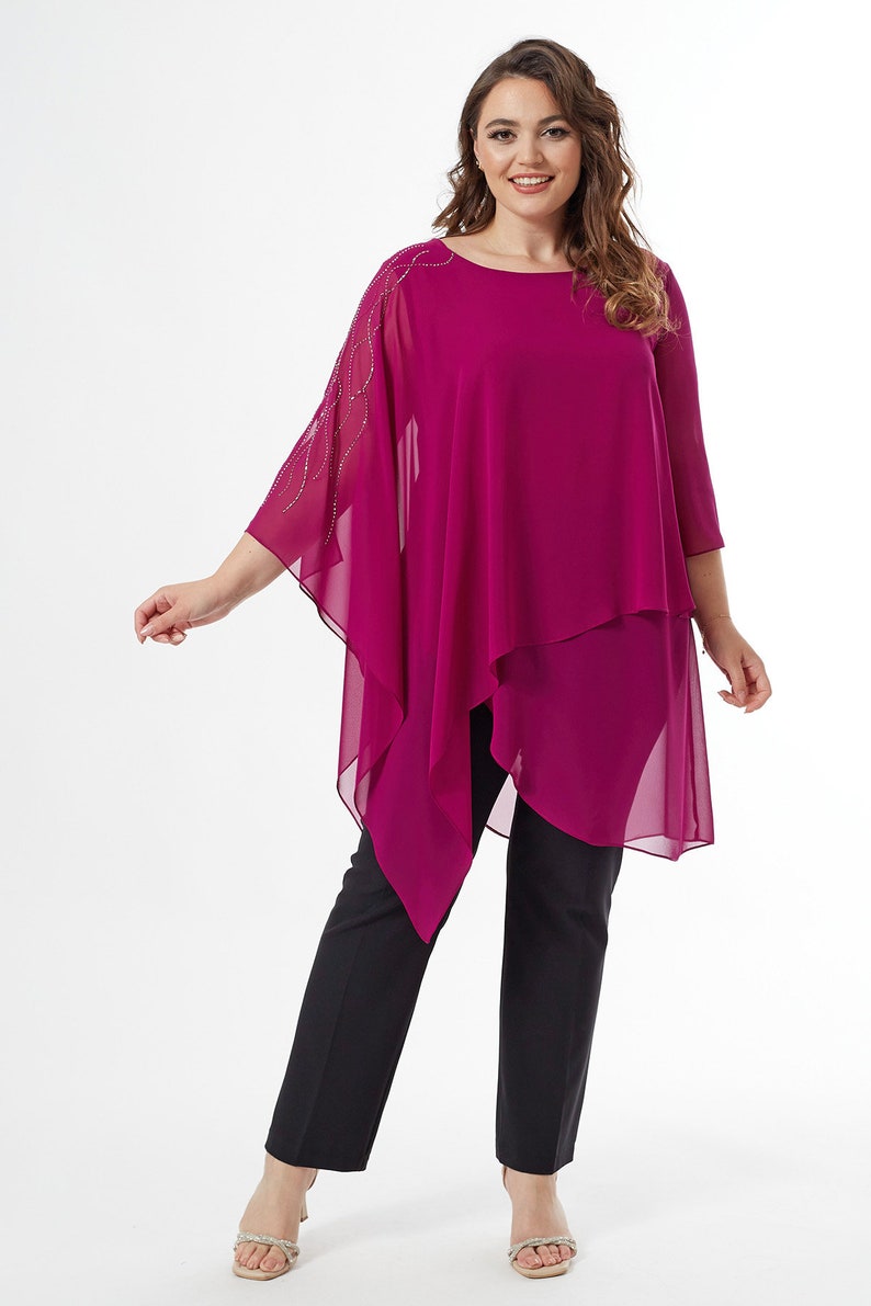 Black Tunic, Bat Sleeve Blouse, Plus Size Blouse, Tunic Top for Women ...