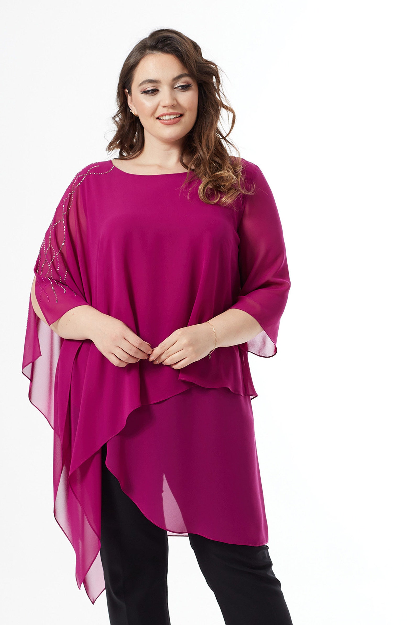 Black Tunic, Bat Sleeve Blouse, Plus Size Blouse, Tunic Top for Women ...