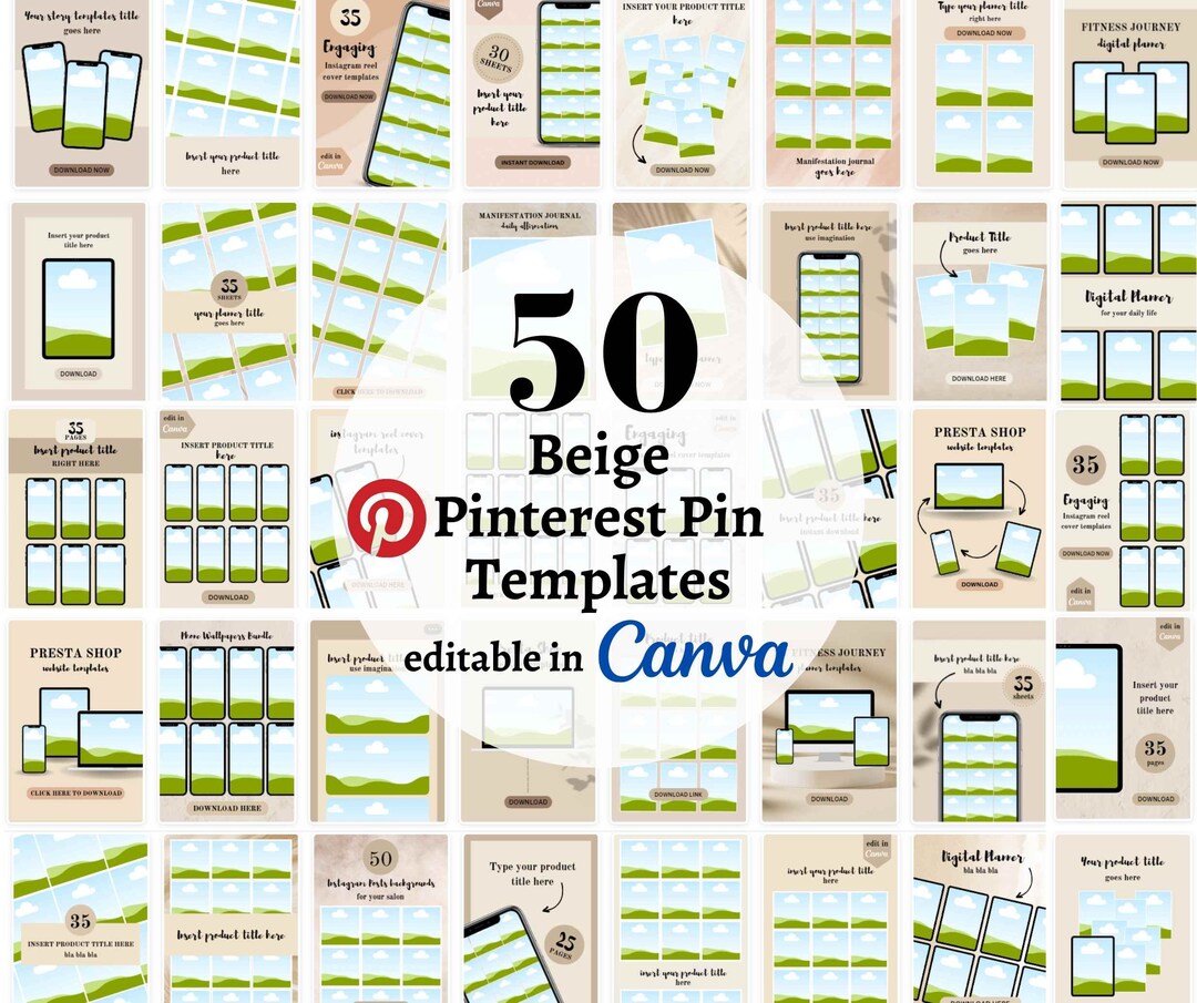 Pinterest Templates for Digital Products, Pinterest Canva Templates ...