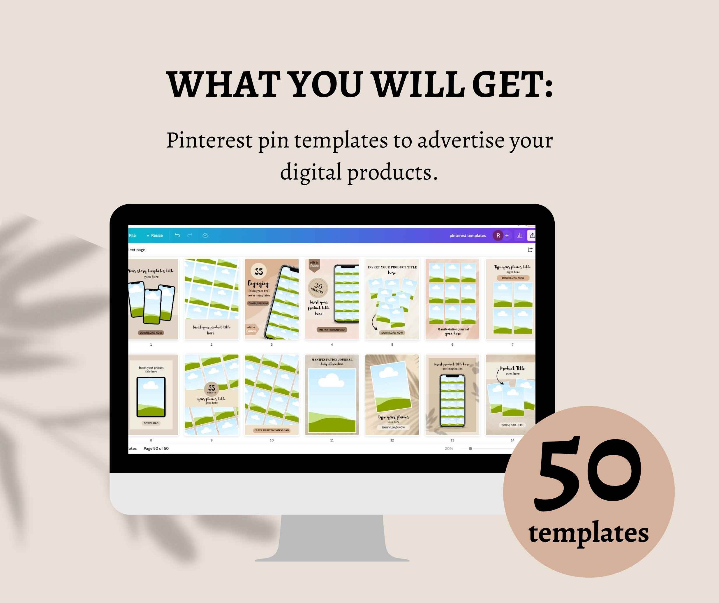 Pinterest Templates for Digital Products, Pinterest Canva Templates ...