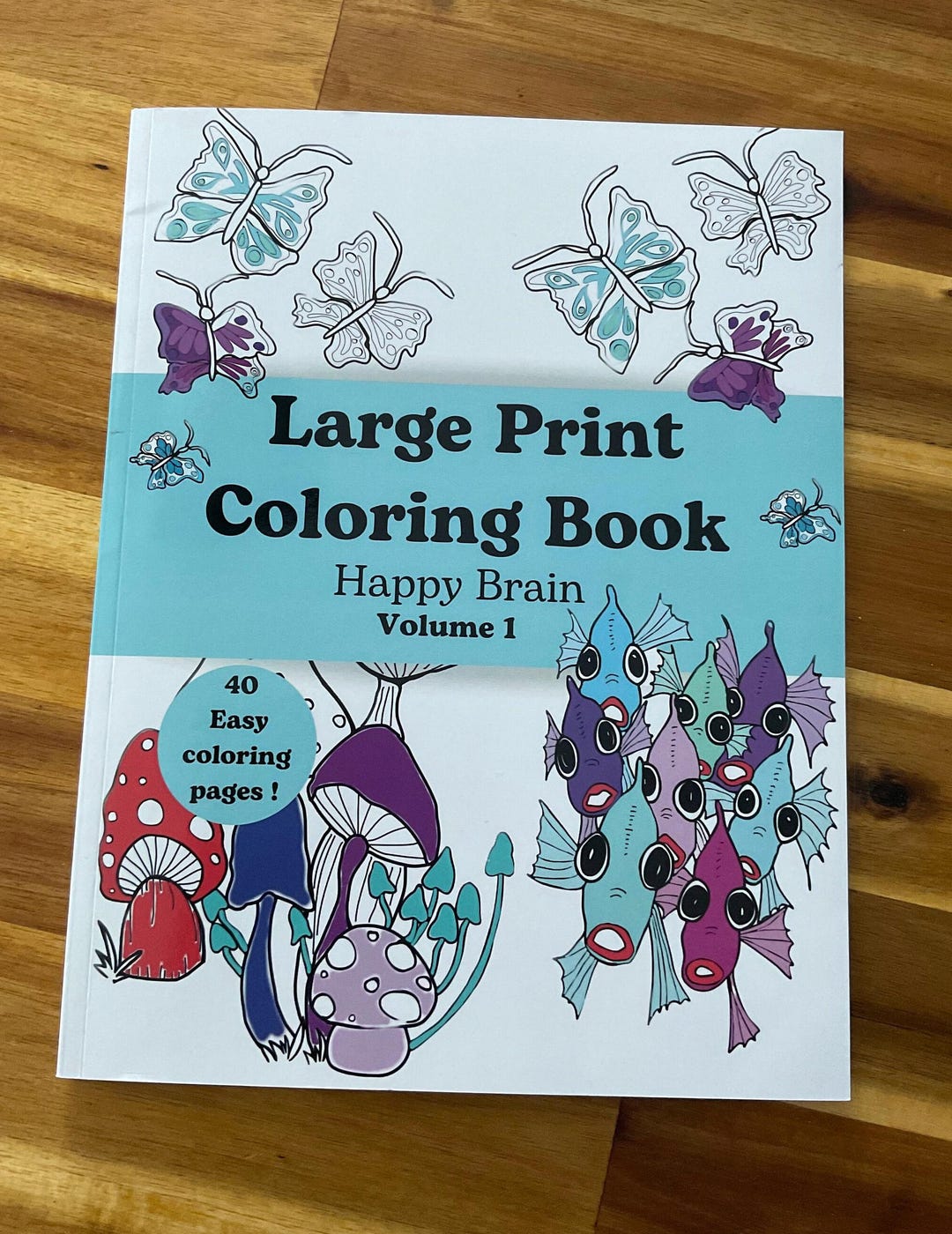 Large Print Coloring Book, Happy Brain - Volume 1, Brain Exercise, Easy ...