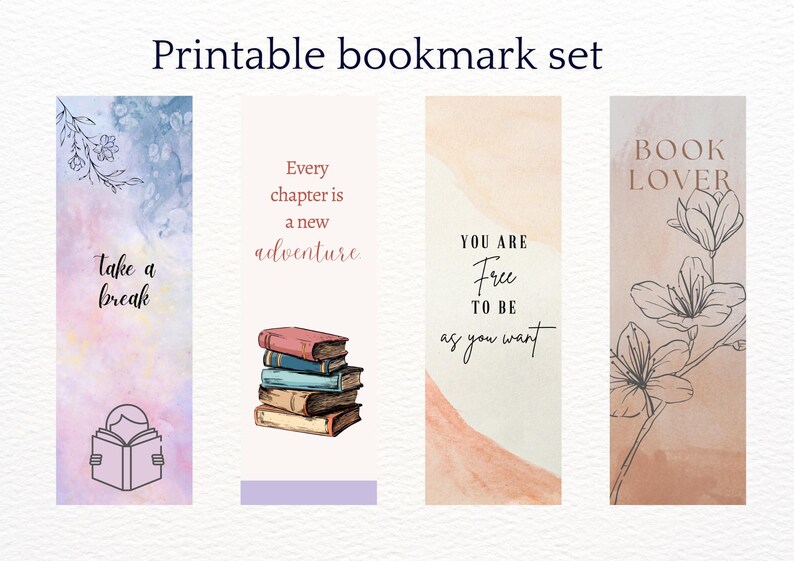 Printable Booklovers Collection Digital Bookmarks, Gift for Book Lovers ...